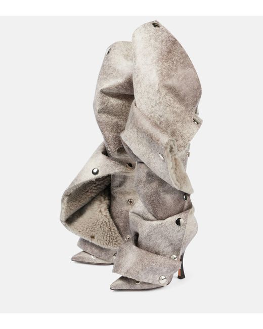 Y. Project Snap Faux Leather Knee-High Boots in Grey | Lyst Canada