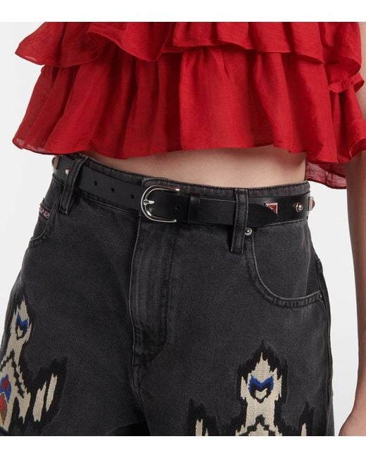 Isabel Marant Zap Studded Leather Belt in Black | Lyst UK