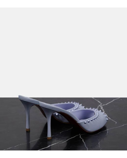 Christian Louboutin Me Dolly Spike 85 Leather Mules in Blue | Lyst