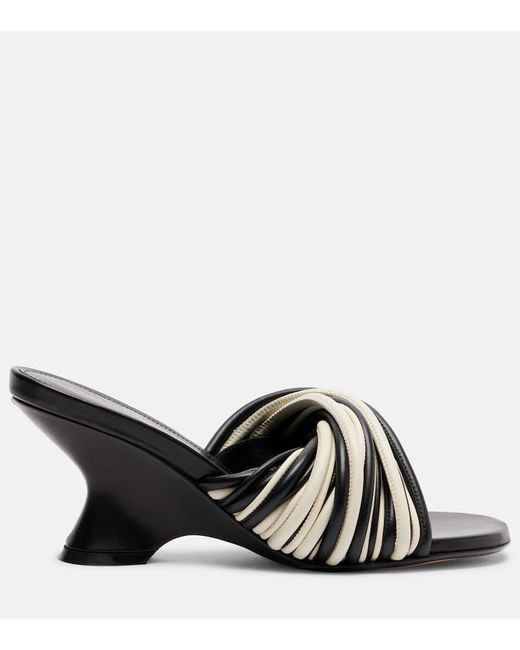 Dries Van Noten 75 Leather Wedge Mules in Black | Lyst UK