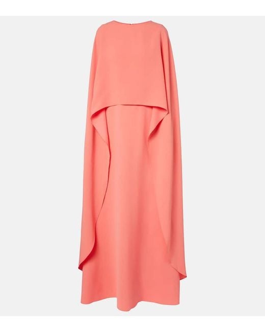 Carolina Herrera Caped Crepe Gown in Pink | Lyst UK