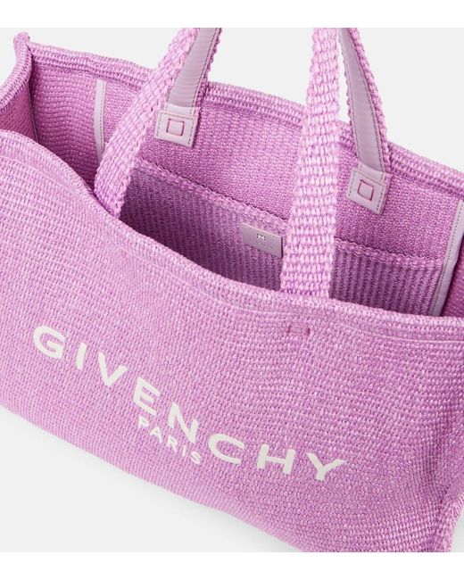 Givenchy G-Tote Medium Raffia-Effect Shopper in Purple | Lyst