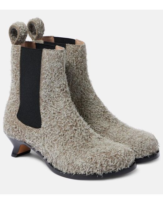 Loewe Campo Chelsea Suede Ankle Boots in Black | Lyst