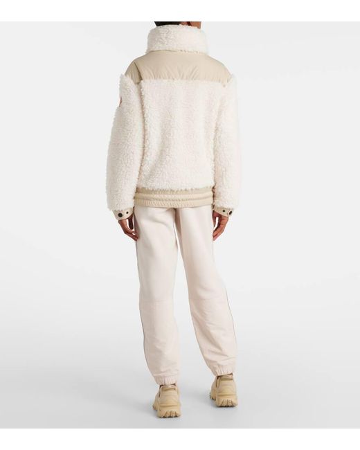 Moncler Faux Shearling Cardigan in Natural | Lyst