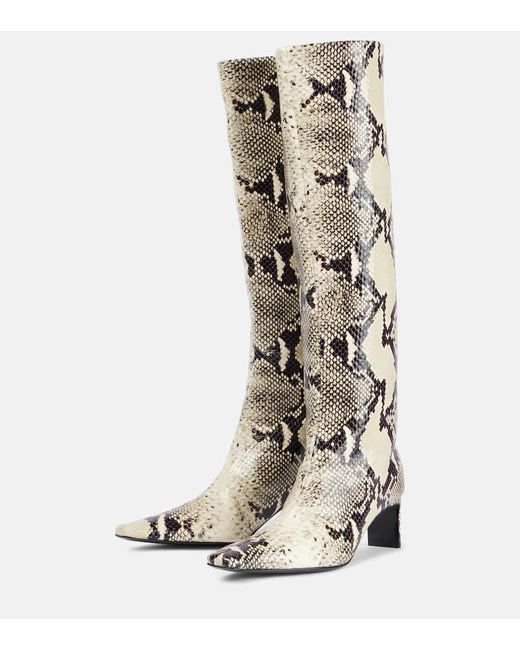 Khaite Ona 55 Snake-Effect Leather Knee-High Boots in White | Lyst