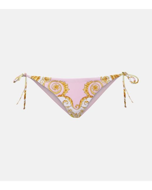 Versace Barocco Triangle Bikini Bottoms in Natural | Lyst UK