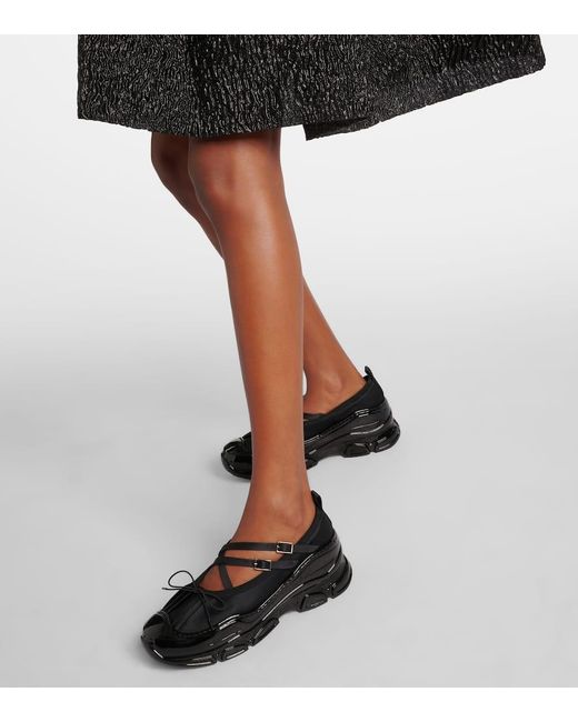 Simone Rocha Crystal Buckle Tracker Leather-Trimmed Shoes in Black | Lyst