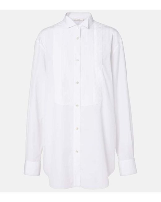 The Row Erelia Tuxedo Cotton Poplin Shirt in White | Lyst