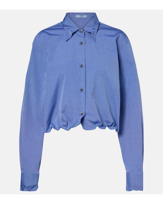 Prada Cotton Fil-A-Fil Shirt in Blue | Lyst UK