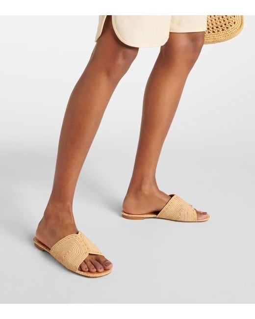 Robert Clergerie Ineni Raffia Slides in Natural | Lyst