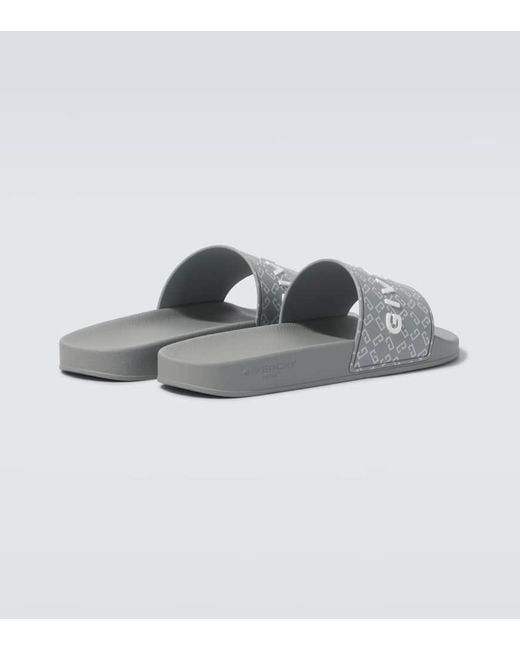 Givenchy Logo Monogram Slides in Gray for Men | Lyst