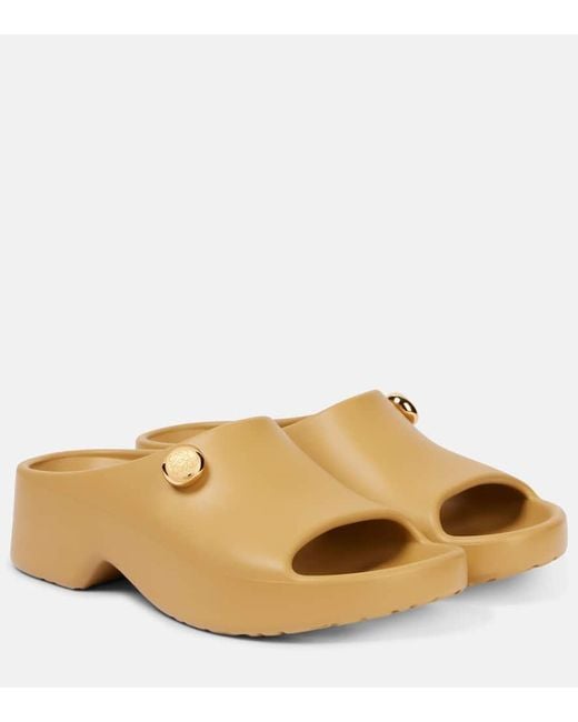 Loewe Paula's Ibiza Foam Pebble Embellished Rubber Slides in Brown ...