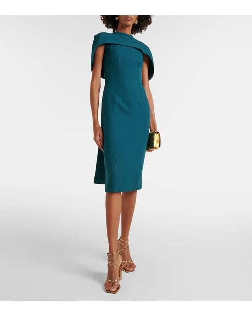 Safiyaa Kalika Caped Midi Dress in Green | Lyst