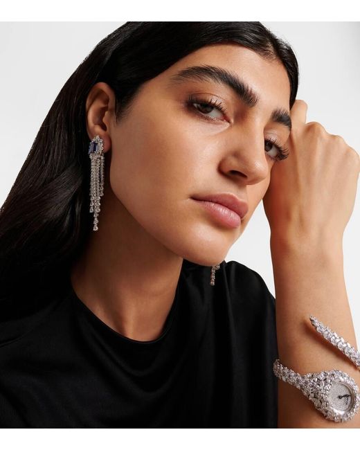 YEPREM Reign Supreme 18Kt Drop Earrings With Diamonds And Sapphires in ...