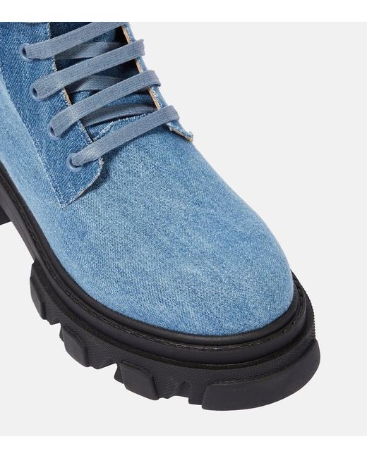 Gia Borghini Gia 35 Denim Combat Boots in Blue | Lyst
