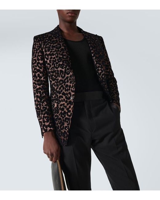 Tom Ford Atticus Leopard-Print Tuxedo Jacket in Black for Men | Lyst