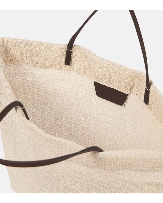 The Row Barn Mini Leather-Trimmed Tote Bag in Natural | Lyst