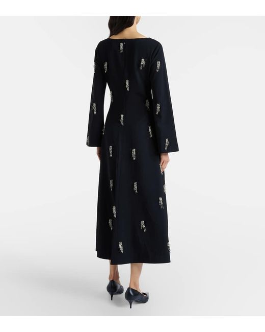 Jonathan Simkhai Coretta Embellished Crepe Midi Dress in Black | Lyst