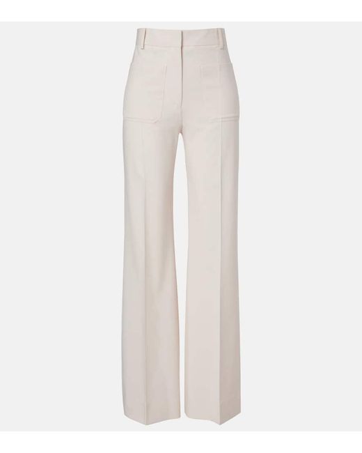 Victoria Beckham Alina High-Rise Wide-Leg Pants in White | Lyst UK
