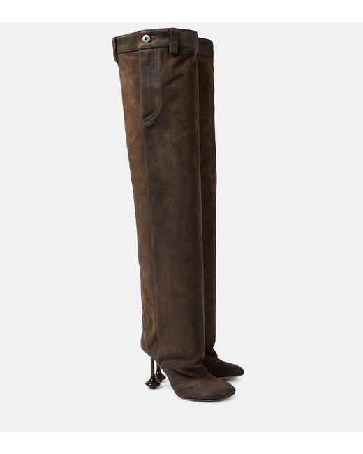 Loewe Toy Panta Leather Over-The-Knee Boots in Brown | Lyst