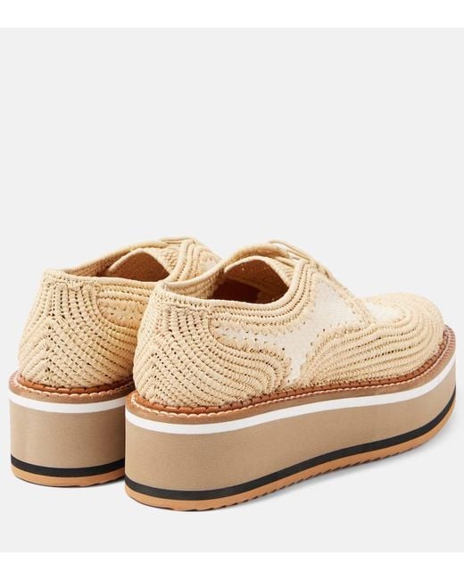 Robert Clergerie Blake Raffia Platform Brogues in Natural | Lyst
