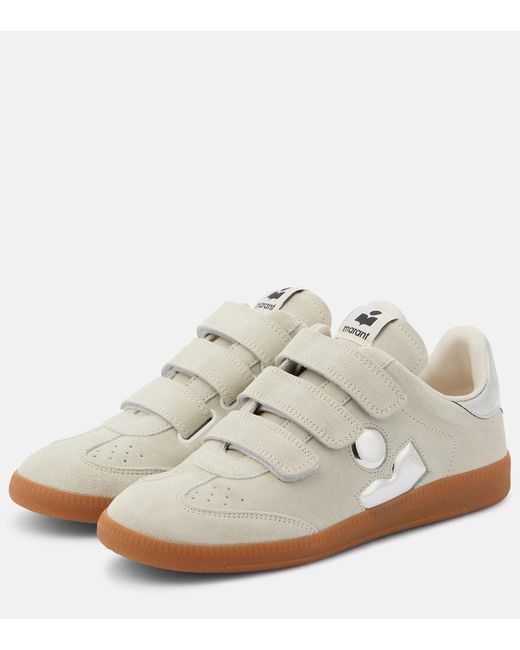 Isabel Marant Beth Logo Suede Sneakers in White | Lyst