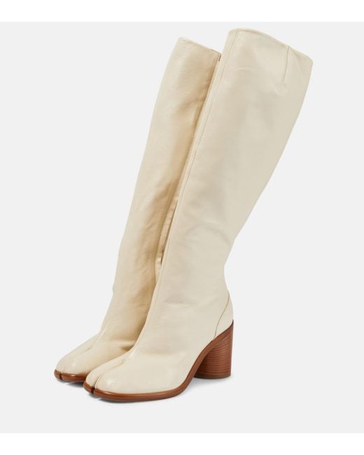 Maison Margiela Tabi Leather Knee-high Boots in White | Lyst