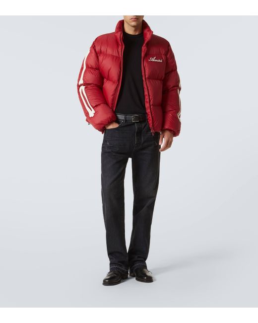 Amiri Bones Logo Patch-applique Down Jacket in Red for Men | Lyst UK
