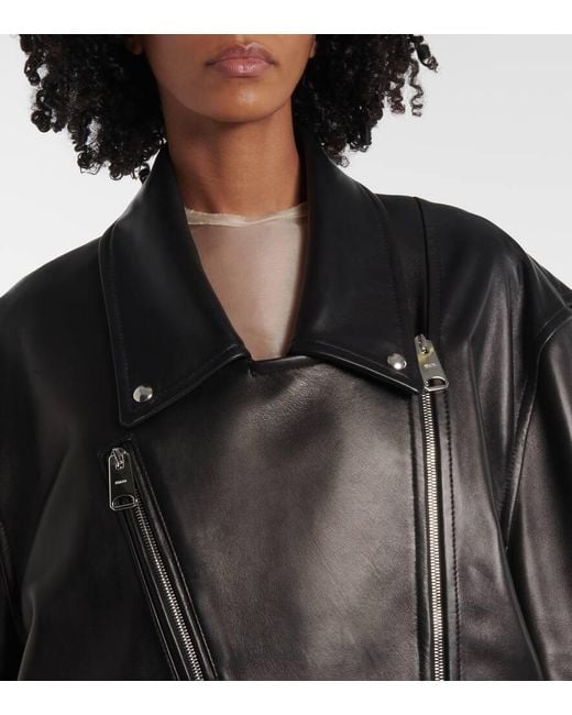 Khaite Hansel Leather Jacket in Black | Lyst
