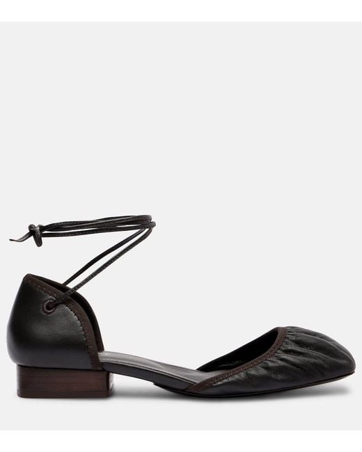 Lemaire Micro Ballerina Leather Flats in Black | Lyst UK