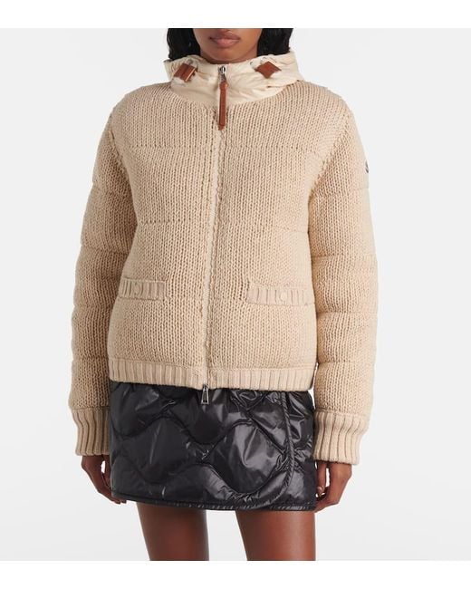 Moncler Ribbed-Knit Wool Puffer Jacket in Natural | Lyst