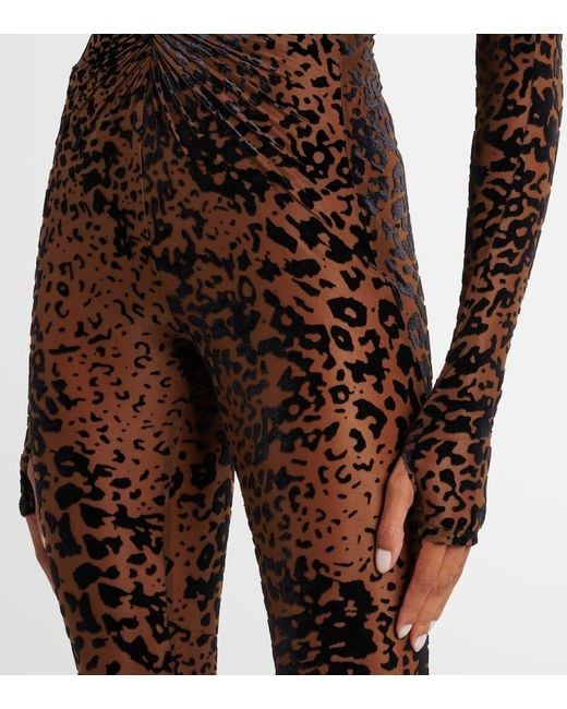 Alex Perry Leopard-Print Catsuit in Brown | Lyst