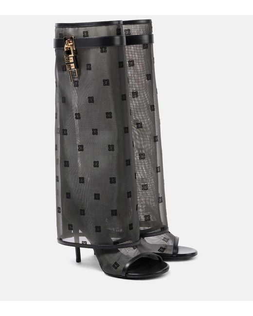 Givenchy Shark Lock Stiletto Sandal Boots in Gray | Lyst