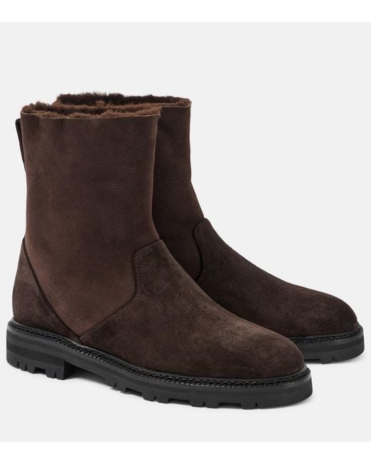 Manolo Blahnik Tomosa Suede Ankle Boots in Brown | Lyst
