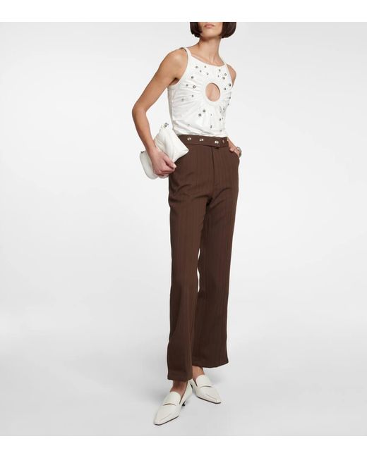 JACQUES WEI High-rise Split-hem Straight Pants in Brown | Lyst