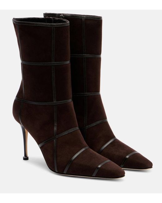 Manolo Blahnik Trulona 90 Suede Ankle Boots in Black | Lyst UK