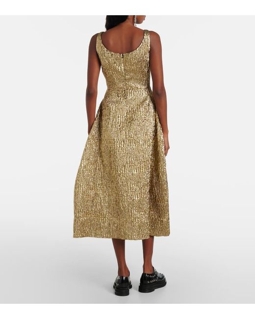 Simone Rocha Embellished Metallic-effect Cloque Midi Dress in Natural ...