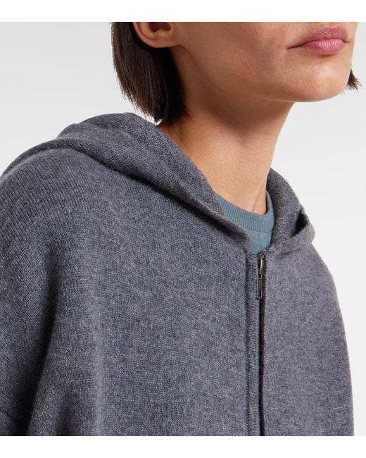 Lisa Yang Lilia Hooded Cashmere Zip-Up Sweater in Gray | Lyst