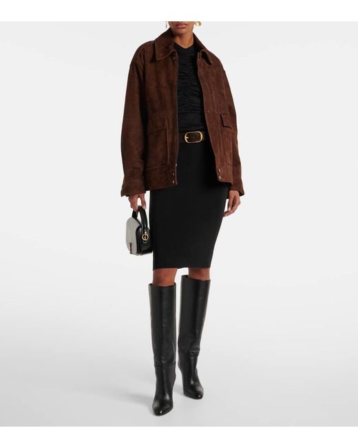 Nour Hammour Drey Suede Jacket in Brown | Lyst