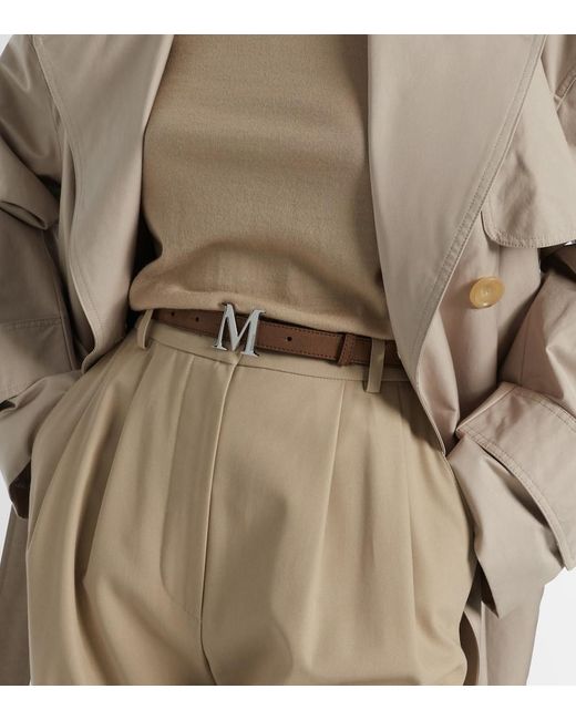 Max Mara Mclassic 20 Logo Suede Belt in Brown | Lyst