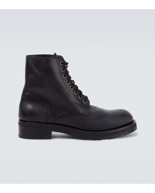 The Row Leather Combat Boots in Black for Men | Lyst