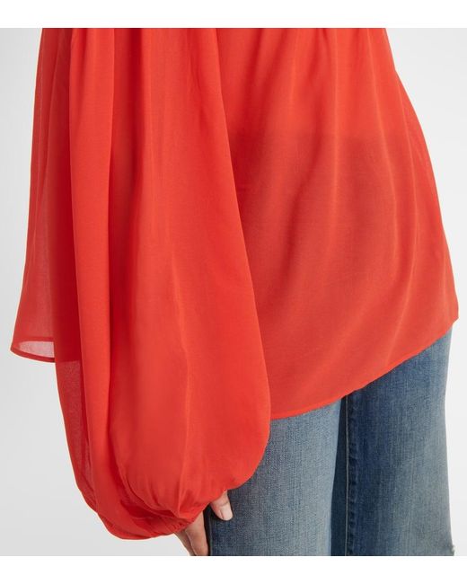 FARM Rio Floral-Applique One-Shoulder Top in Red | Lyst