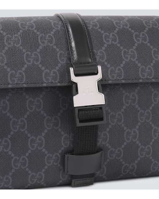 Gucci Gg Super Mini Leather-Trimmed Crossbody Bag in Black for Men | Lyst