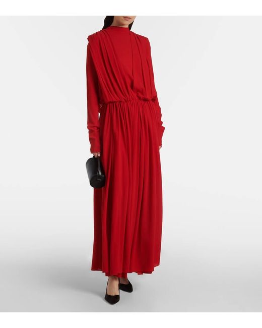 The Row Erald Draped Silk-Blend Gown in Red | Lyst