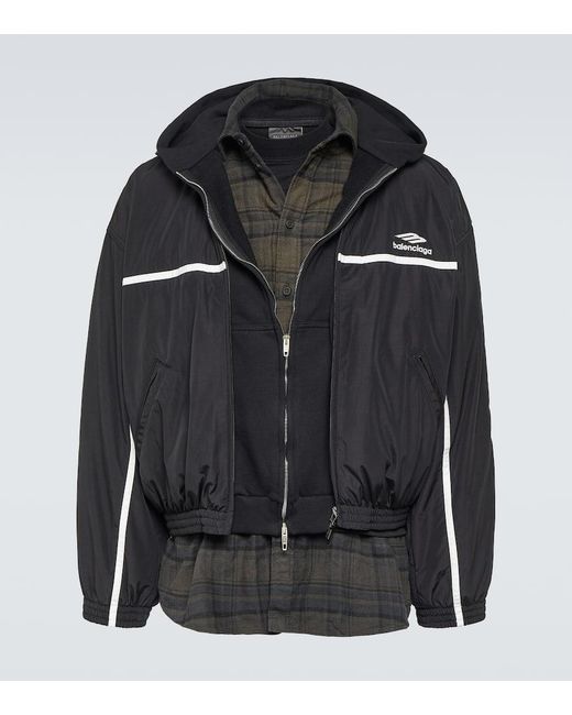 Balenciaga 3b Sports Icon Layered Track Jacket in Black for Men | Lyst