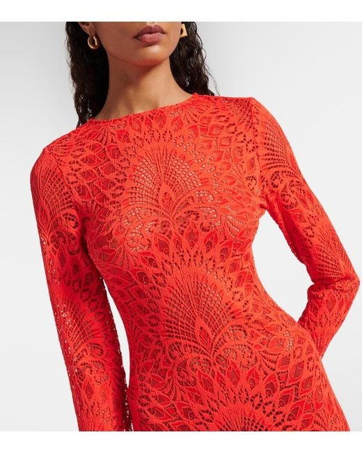 Alexandra Miro Isabella Lace Maxi Dress in Red | Lyst UK
