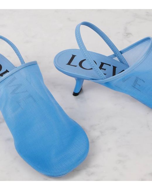 Loewe Petal 45 Mesh Slingback Pumps in Blue | Lyst