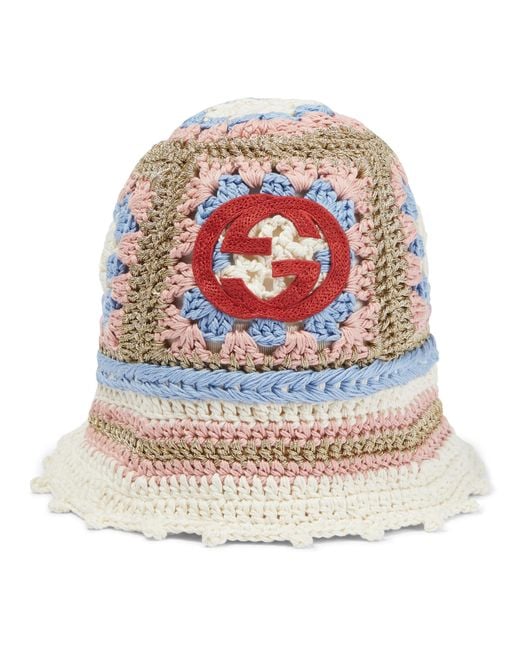 Gucci Lovelight Interlocking G Crochet Hat in White | Lyst