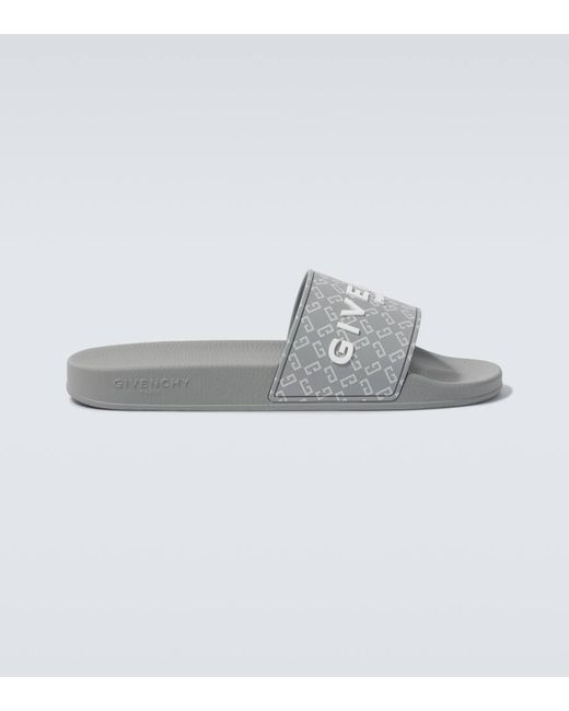 Givenchy Logo Monogram Slides in Gray for Men | Lyst