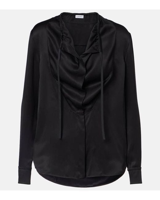Loewe Silk Satin Blouse in Black | Lyst UK